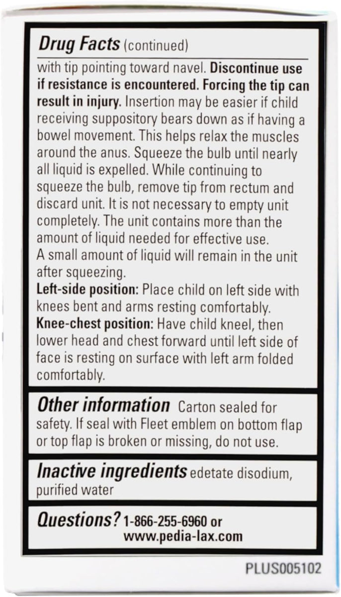 Pedia-Lax Laxative Liquid Glycerin Suppositories for Kids, Ages 2-5, 6 ...