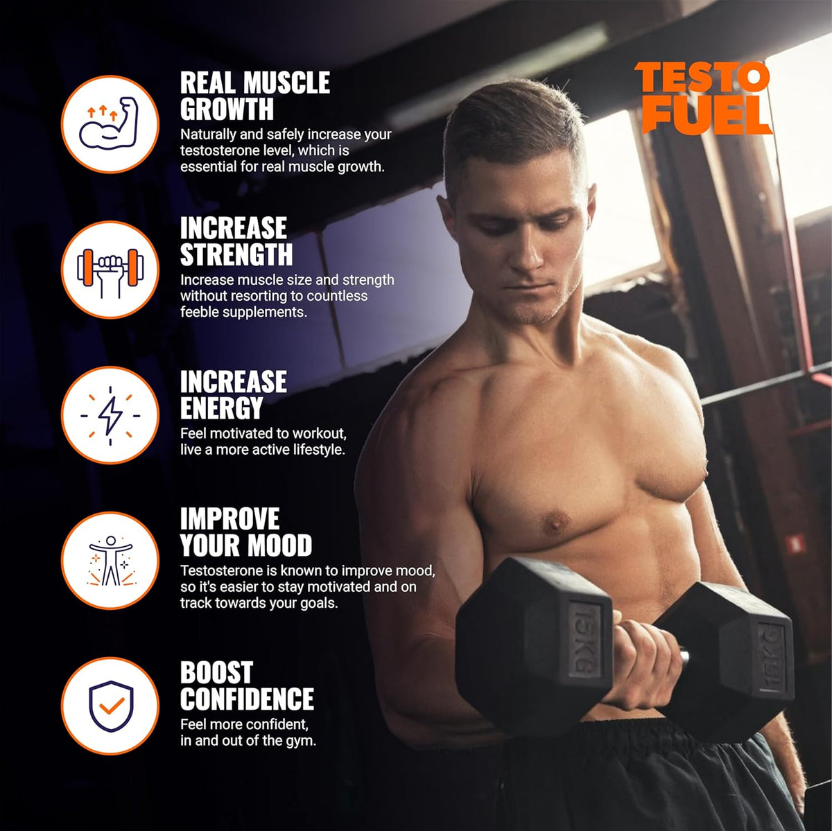 TestoFuel T-Booster Testosterone Supplement, Anabolic Support Complex ...