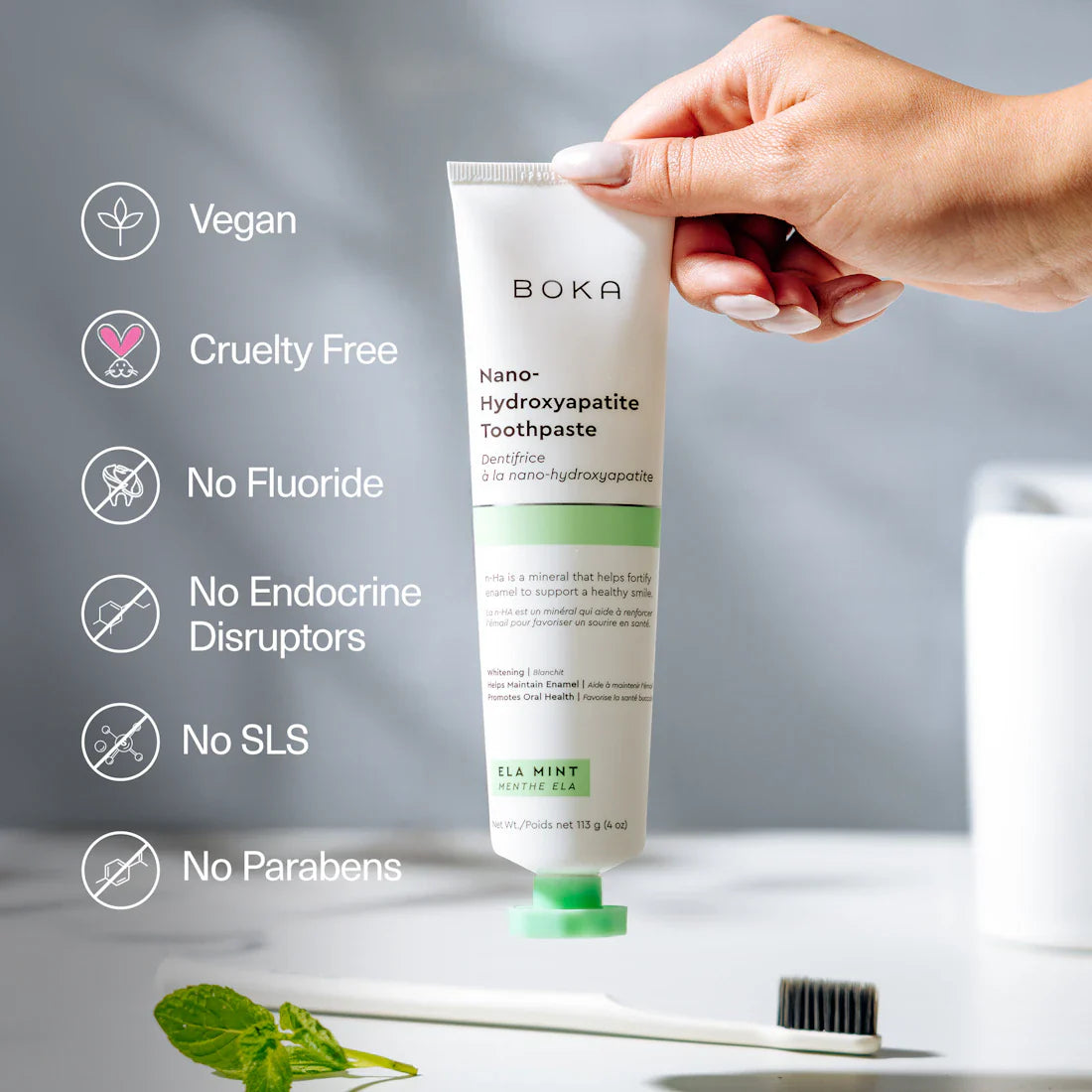 Boka Nano-Hydroxyapatite Toothpaste, Ela Mint Flavour, 113g – CareSoul